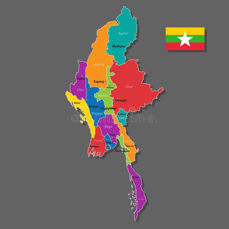 Vector map of Myanmar stock vector. Illustration of vector - 364207438