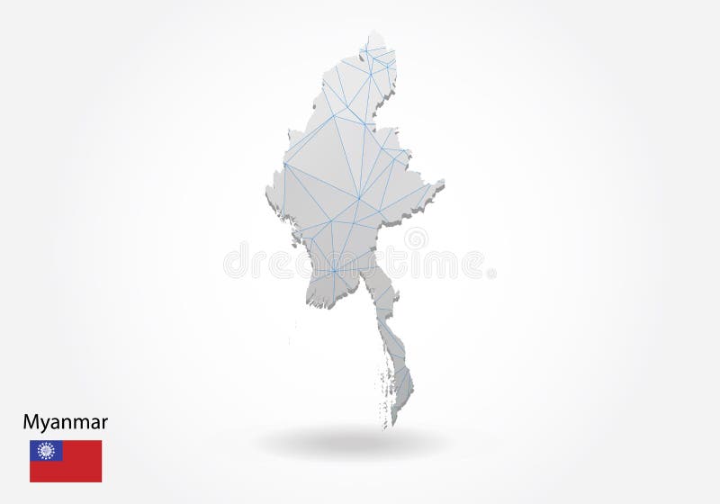 Vector Map of Myanmar with Trendy Triangles Design in Polygonal Style ...