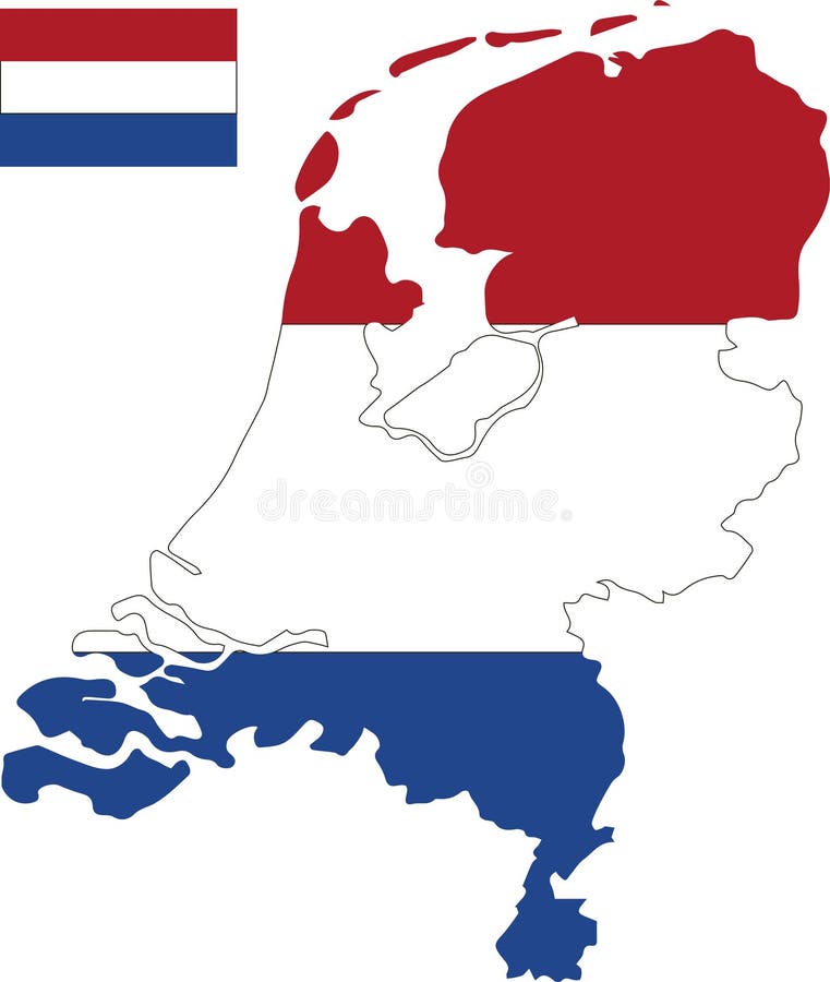 Vector Map of Netherland with Flag. Isolated, White Background Stock ...