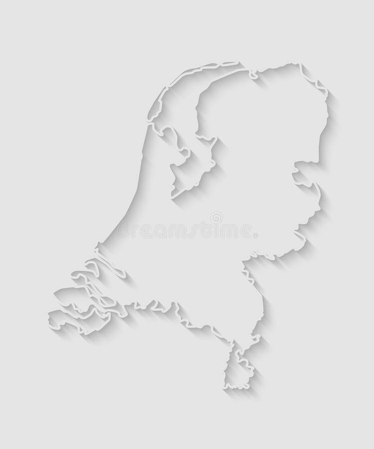 Vector Map Netherlands, Abstract Inner Shadow Stock Vector ...