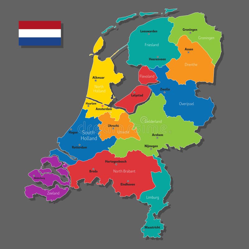 Vector map of Netherlands stock vector. Illustration of nationality ...