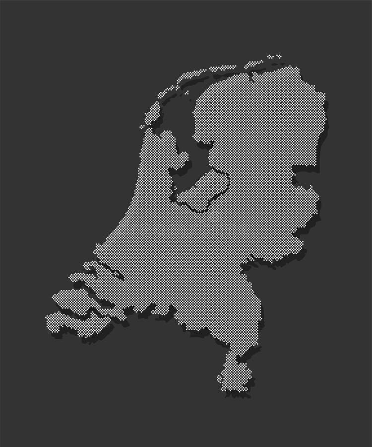 Vector Map Netherlands for Points, Dotted Template Stock Vector ...