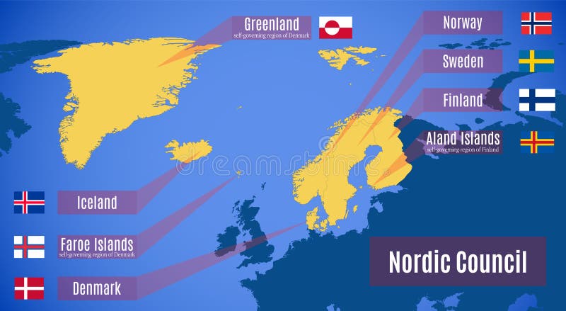 Vector Map of the Nordic Council Stock Vector - Illustration of ...