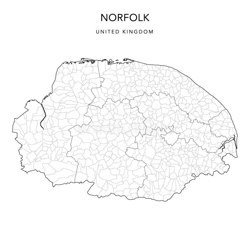 Administrative Map of Norfolk As of 2022 - Vector Illustration Stock ...