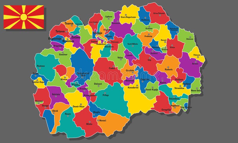 Vector Map of North Macedonia Stock Vector - Illustration of city ...