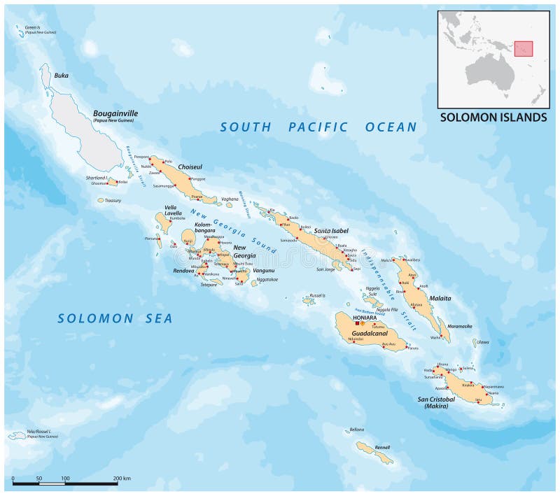 Solomon Islands Higt Detailed Map with Subdivisions. Administrative Map ...