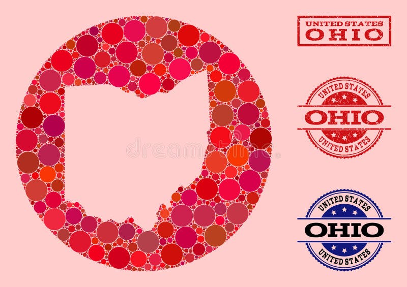 Stencil Circle Map of Ohio State Mosaic and Rubber Stamp Stock ...