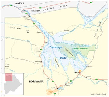 Vector Map of the Okavango Delta in Botswana Stock Illustration ...