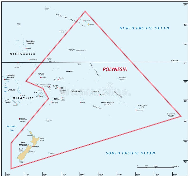 Vector Map of the Pacific Island Region of Polynesia Stock Vector ...