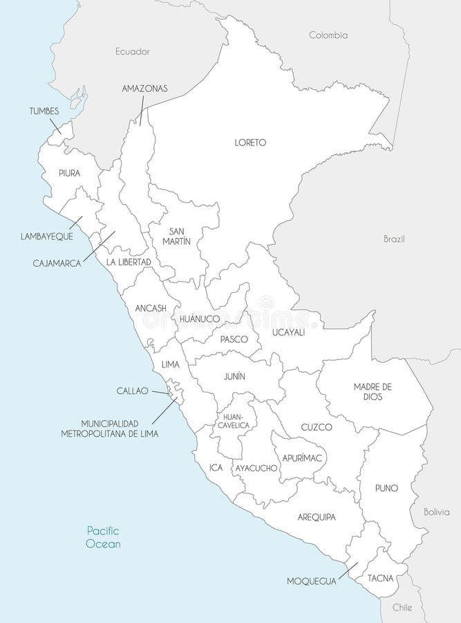 Peru provinces map stock illustration. Illustration of province - 188540518