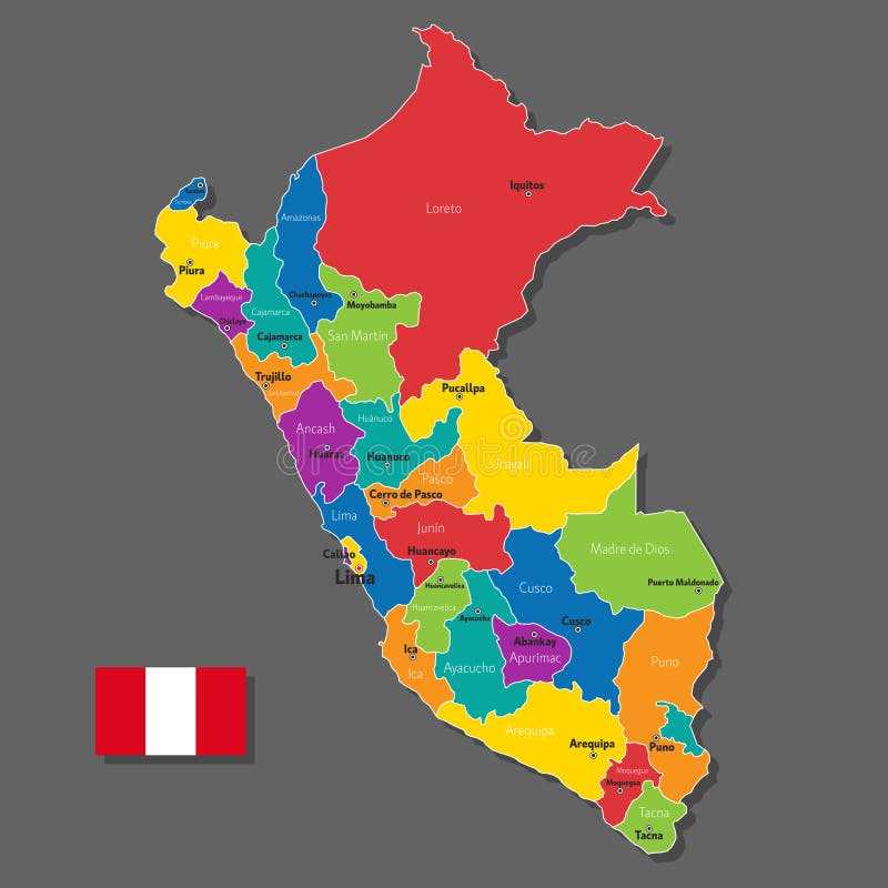 Vector map of Peru stock vector. Illustration of button - 364207492