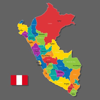 Vector map of Peru stock vector. Illustration of button - 364207492