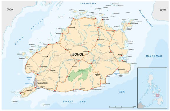 Vector Map of the Philippine Island of Bohol, Visayan Islands Stock ...