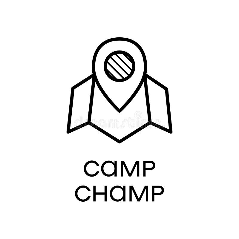 Vector Map Pin and Camp Champ Text Against White Background Stock ...