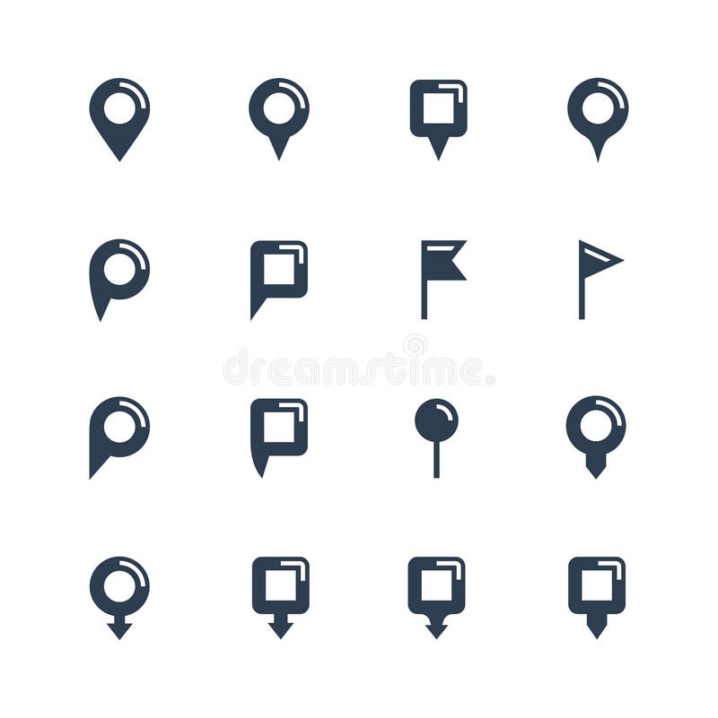 Map pins icon set stock vector. Illustration of navigation - 164477242