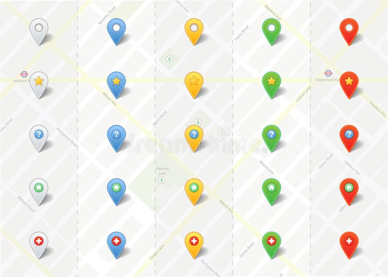 Vector Map Pins Pointer Vector Set Stock Vector - Illustration of ...