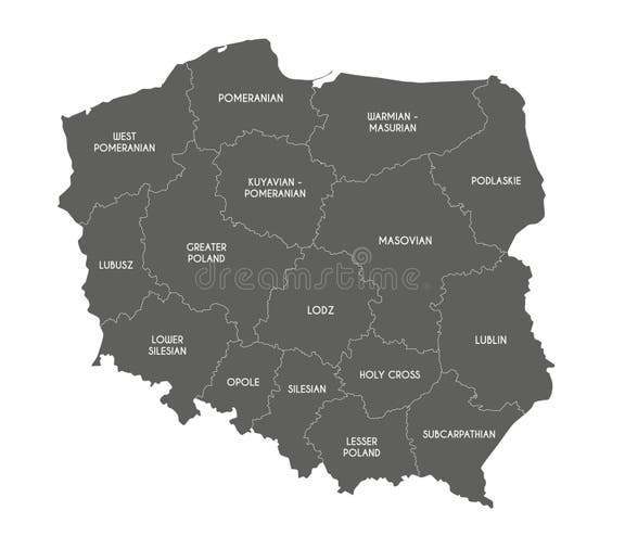 Vector Map of Poland with Provinces and Administrative Divisions. Stock ...