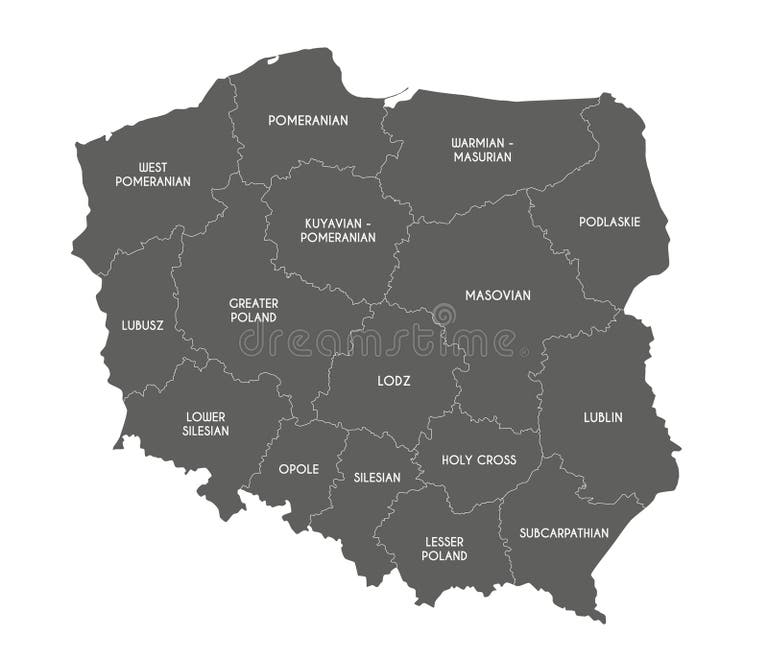Vector Map of Poland with Provinces and Administrative Divisions. Stock ...