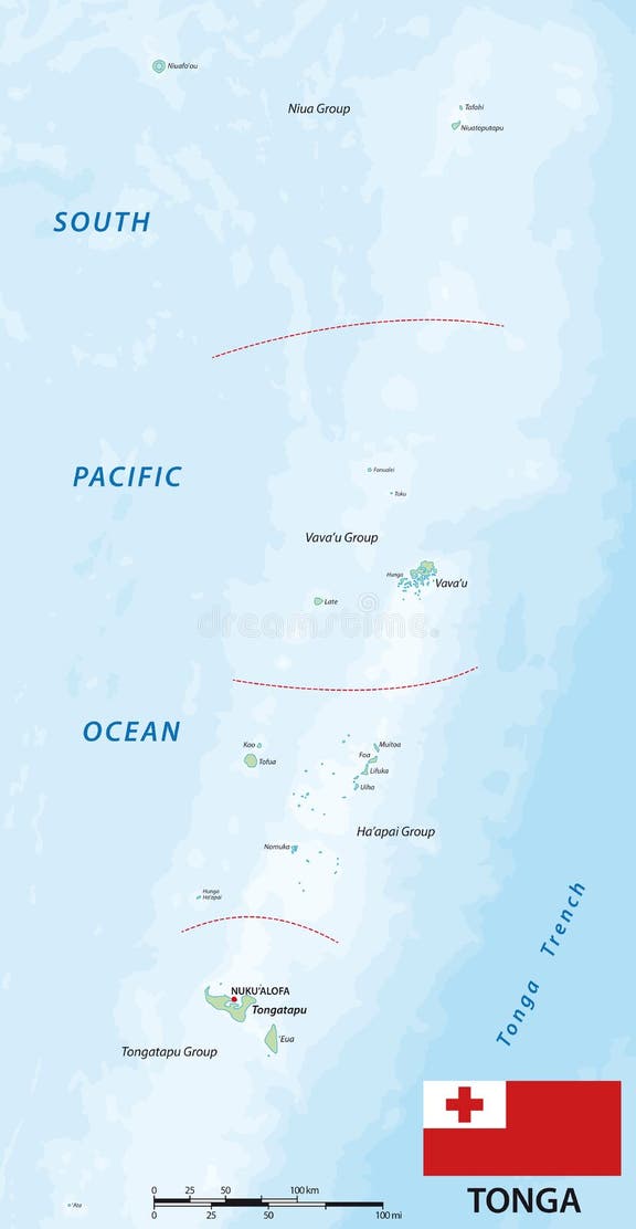 Vector Map of Polynesian State Tonga with Flag Stock Vector ...