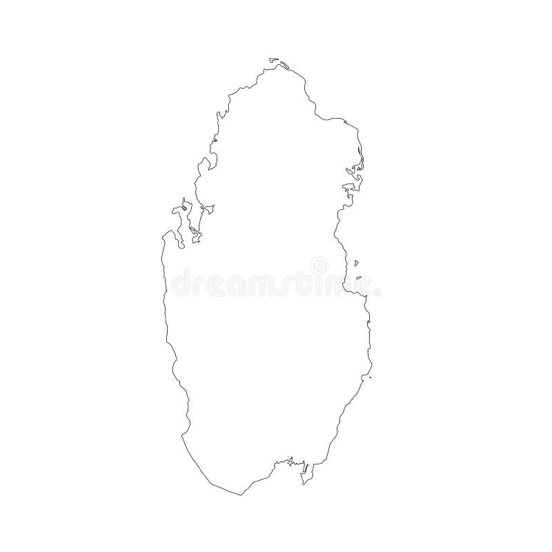 Vector Map Qatar. Isolated Vector Illustration. Black on White ...