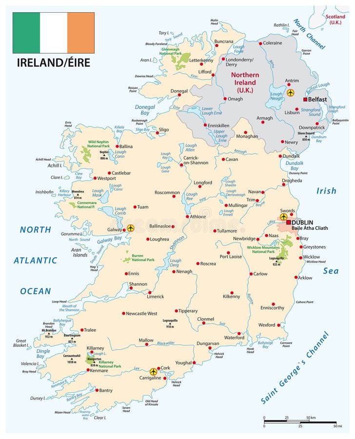Vector Map of Republic of Ireland with Flag Stock Vector - Illustration ...