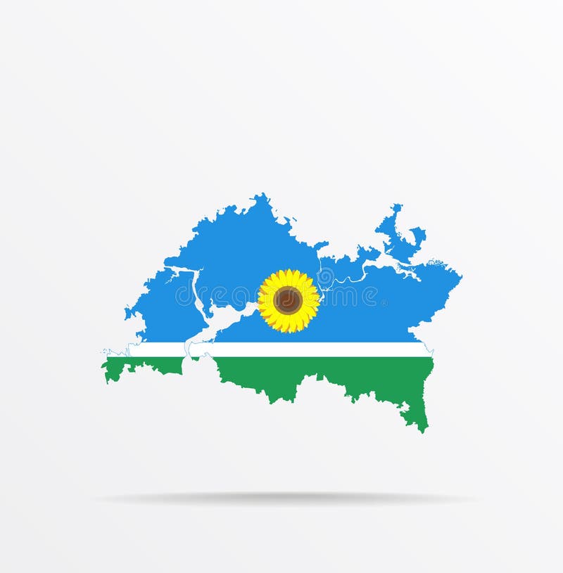 Vector Map Republic of Tatarstan Combined with Kryashens Tatars Flag ...