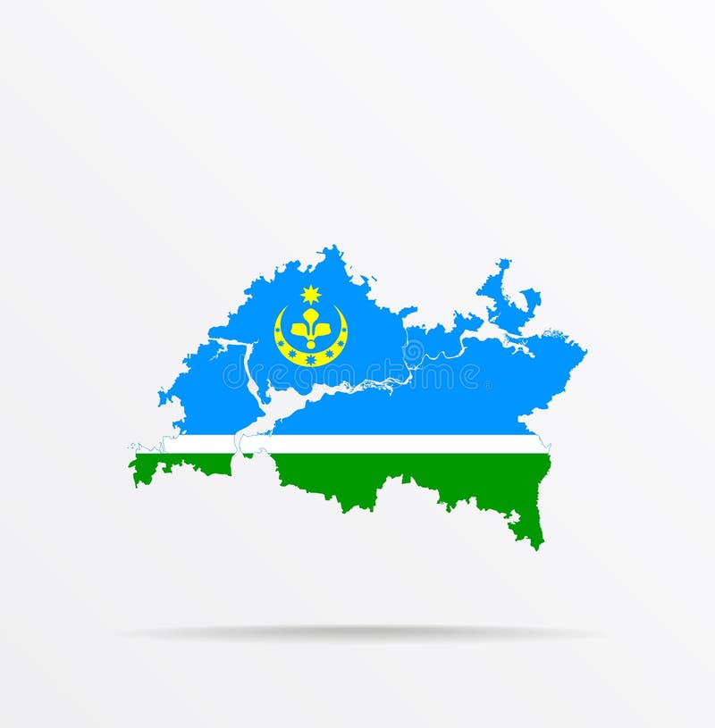 Vector Map Republic of Tatarstan Combined with Siberian Tatars Flag ...