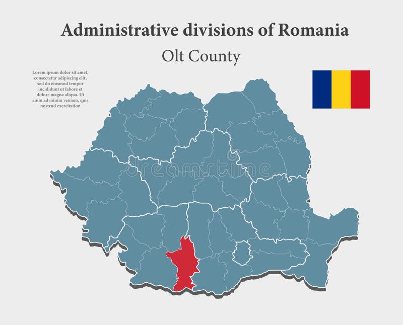 Vector Map Romania - Olt County Stock Illustration - Illustration of ...