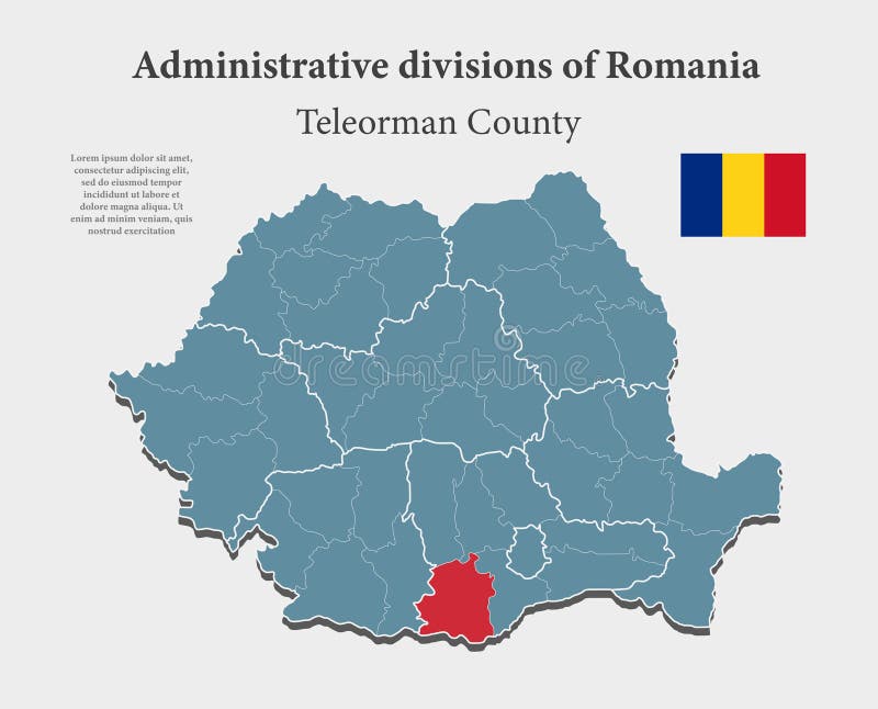 Vector Map Romania - Teleorman County Stock Illustration - Illustration ...