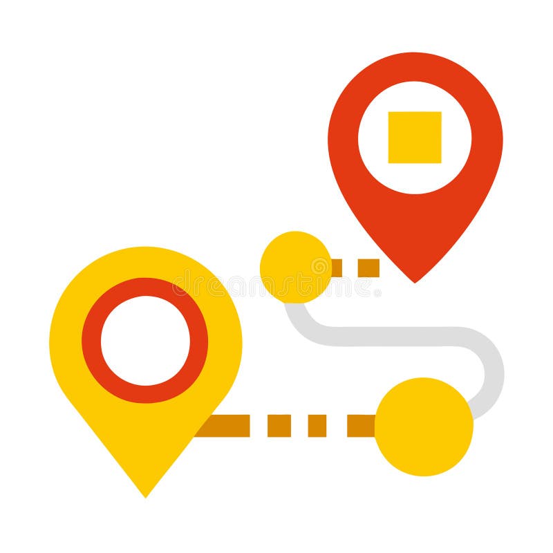 Vector Map Route with Colorful Location Pins and Pathway for Navigation ...