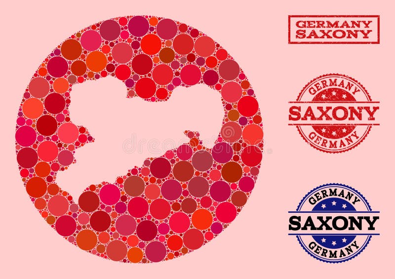 Hole Circle Map of Saxony State Mosaic and Rubber Stamp Stock ...