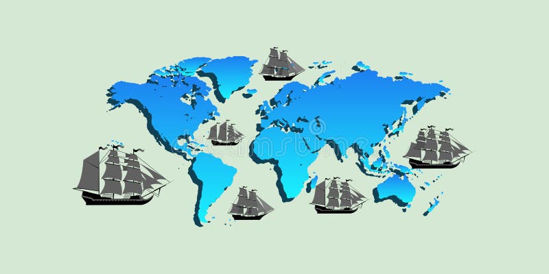 Vector Map with Ships with Separate Editable Elements. Stock Vector ...