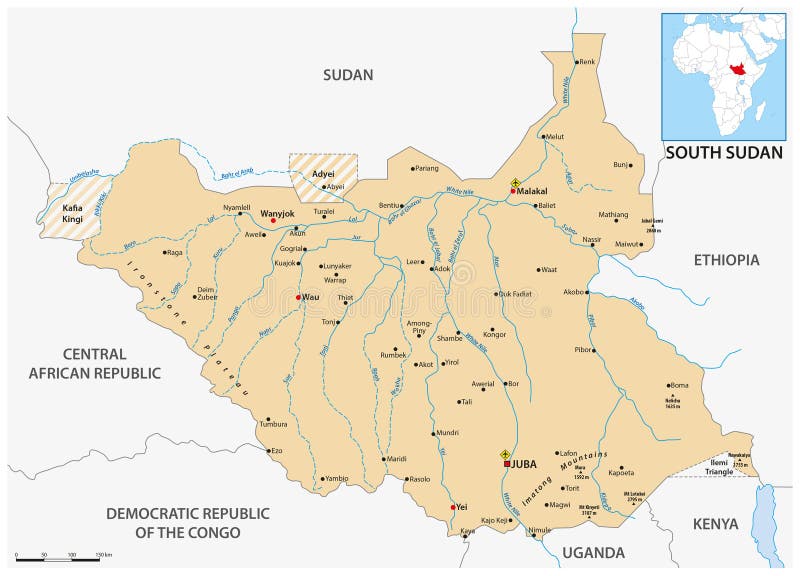 Vector Map of South Sudan Republic Stock Vector - Illustration of ...