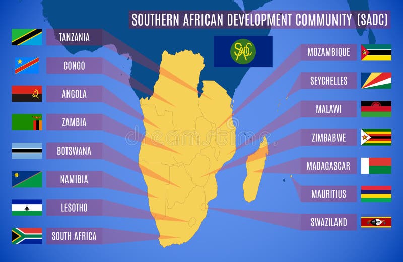 Vector Map Of The Southern African Development Community Stock