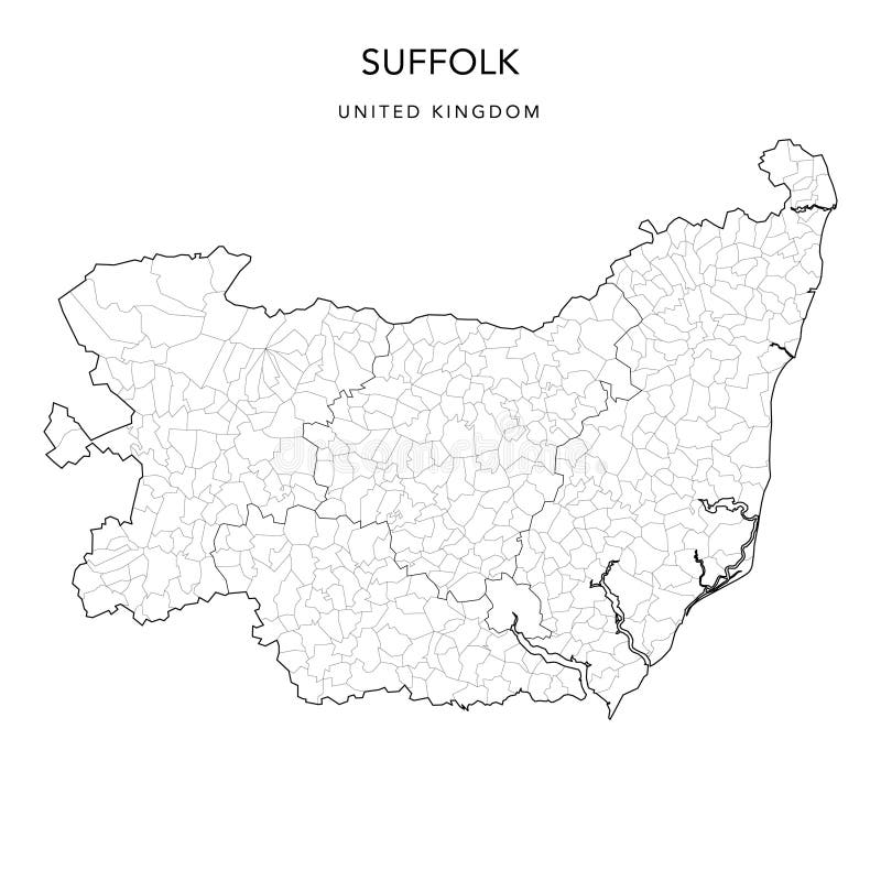 Administrative Map of Suffolk As of 2022 - Vector Illustration Stock ...