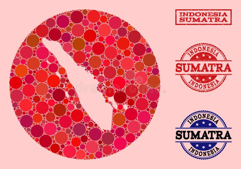 Stencil Round Map of Sumatra Island Mosaic and Scratched Stamp Stock ...