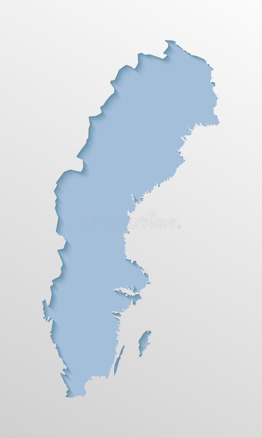 Vector Map Sweden, Abstract Inner Shadow Stock Illustration ...