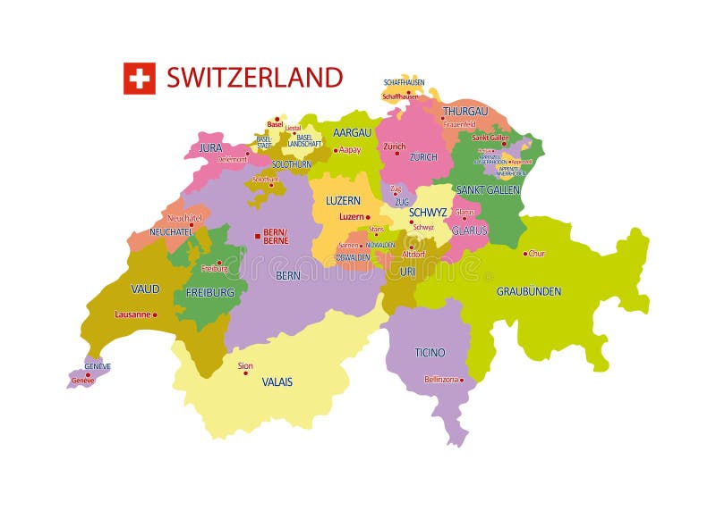 Vector Map of Switzerland with Detailed Administrative Divisions and ...