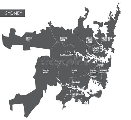 Vector map Sydney district stock vector. Illustration of guidebook ...