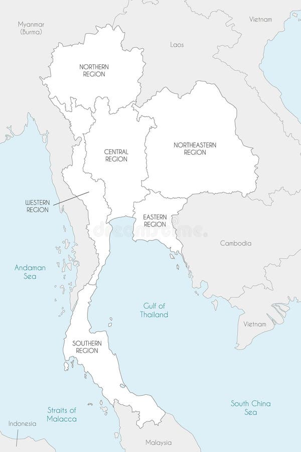 Vector Map of Thailand with Regions and Administrative Divisions, and ...