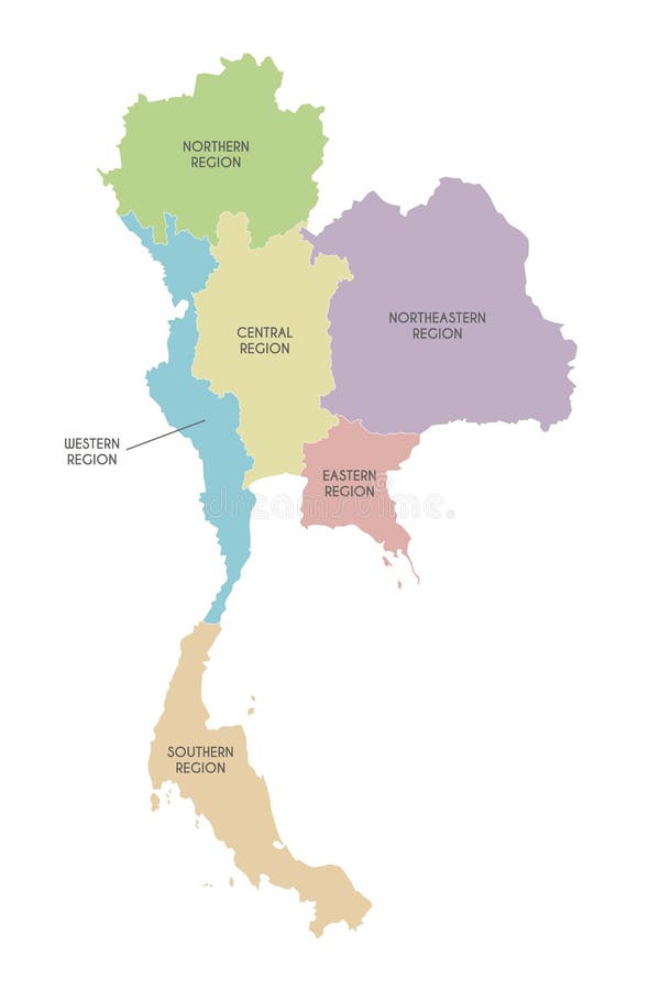 Vector Map of Thailand with Regions or Territories and Administrative ...