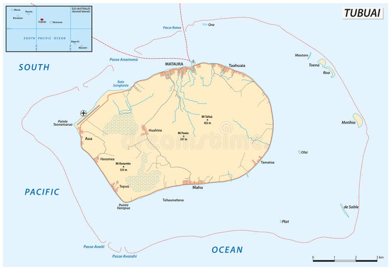 Vector Map of Tubuai Island in French Polynesia Stock Vector ...