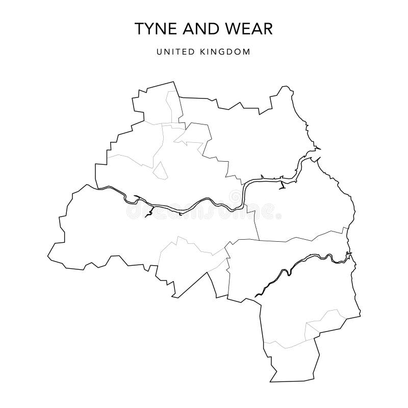 Administrative Map of Tyne and Wear As of 2022 - Vector Illustration ...