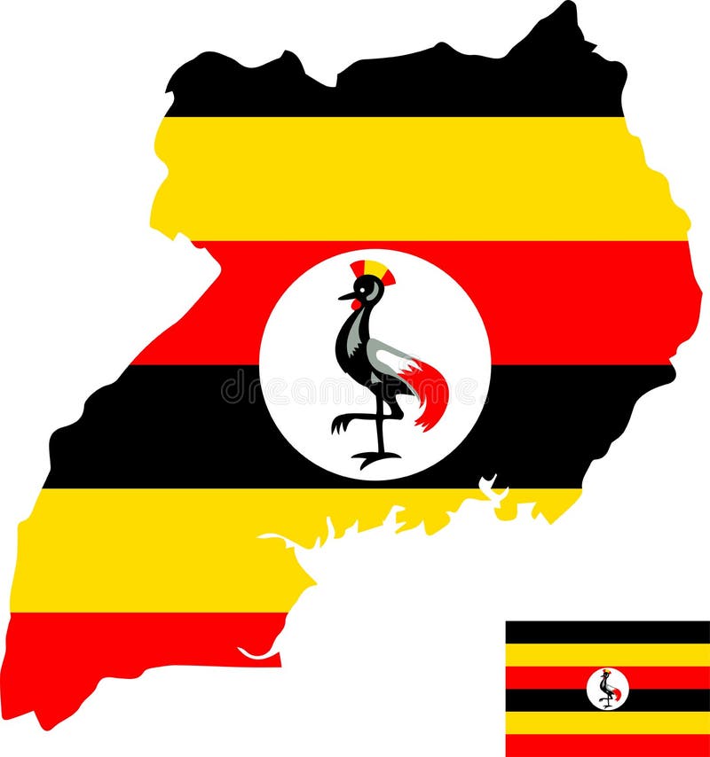 Vector Map of Uganda with Flag. Isolated, White Background Stock Vector ...