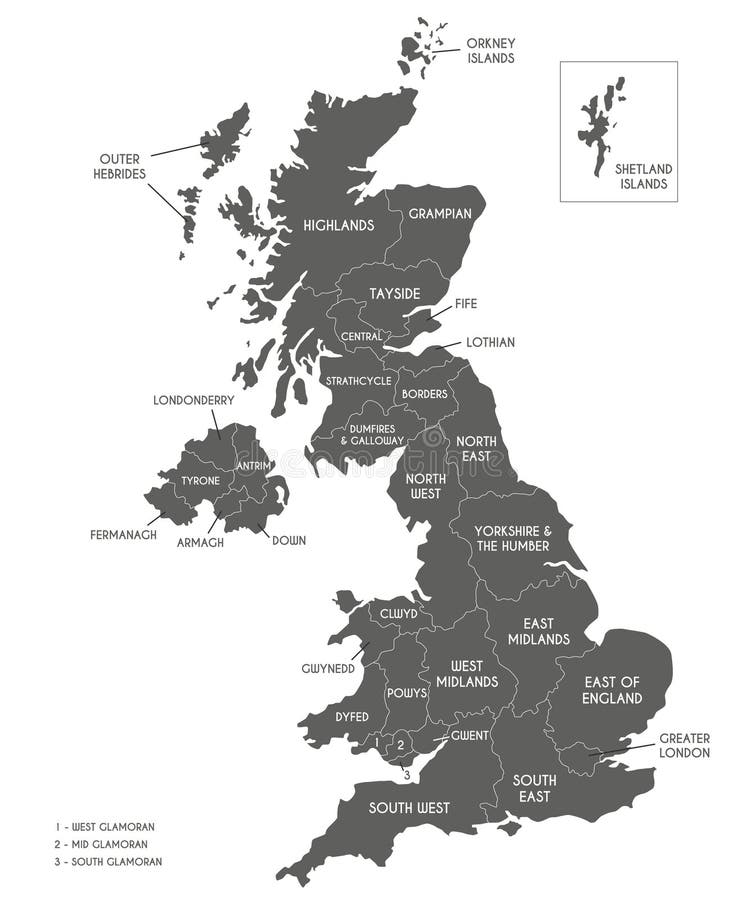 Vector Map of UK with Administrative Divisions. Editable and Clearly ...