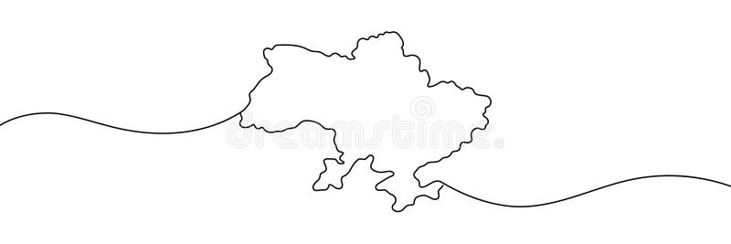 Vector Map Ukraine Continuous One Line Drawing. Outline Map Stock ...