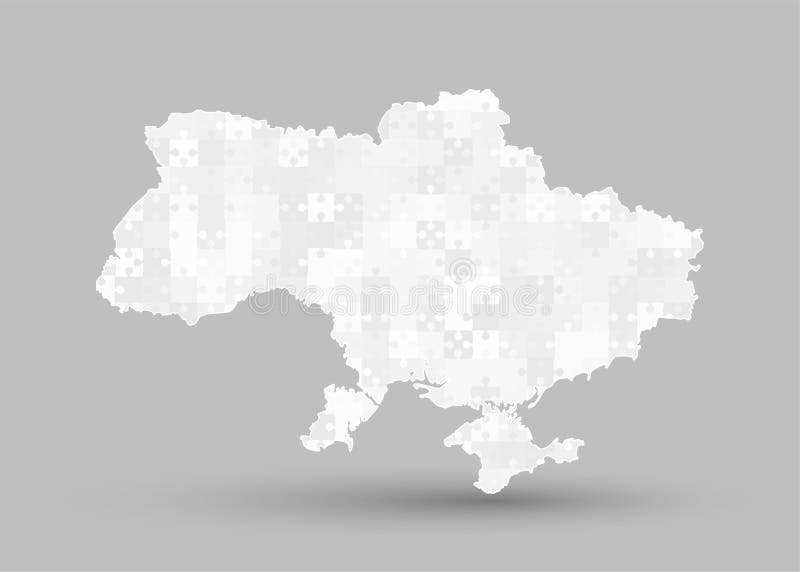 Vector Map Ukraine from Grey Puzzle, Jigsaw Stock Vector - Illustration ...