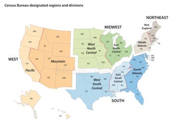 Census Region Divisions Map Stock Illustrations – 19 Census Region ...