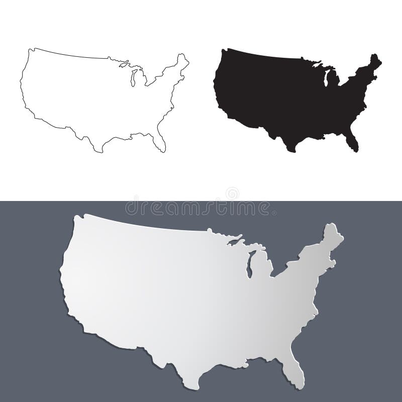 Vector Map USA in Paper Cut Style. Outline USA Map. Isolated Vector ...