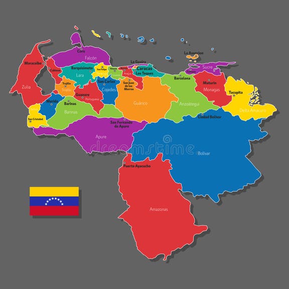 Vector map of Venezuela stock vector. Illustration of button - 364207641
